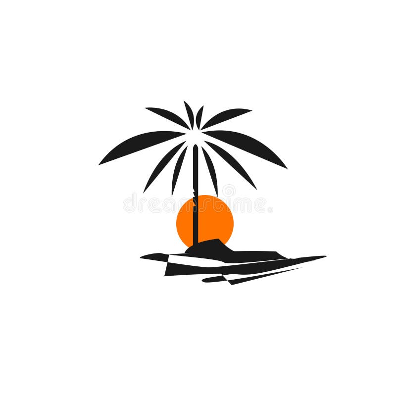 Palm Tree with Sunset Vector Design Stock Illustration - Illustration ...