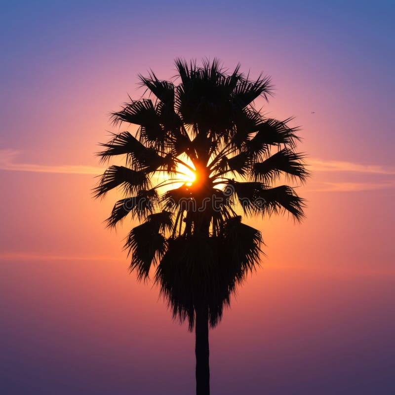 Silhouette Palm Tree Sunset: Vibrant Pink and Purple Sky Stock ...