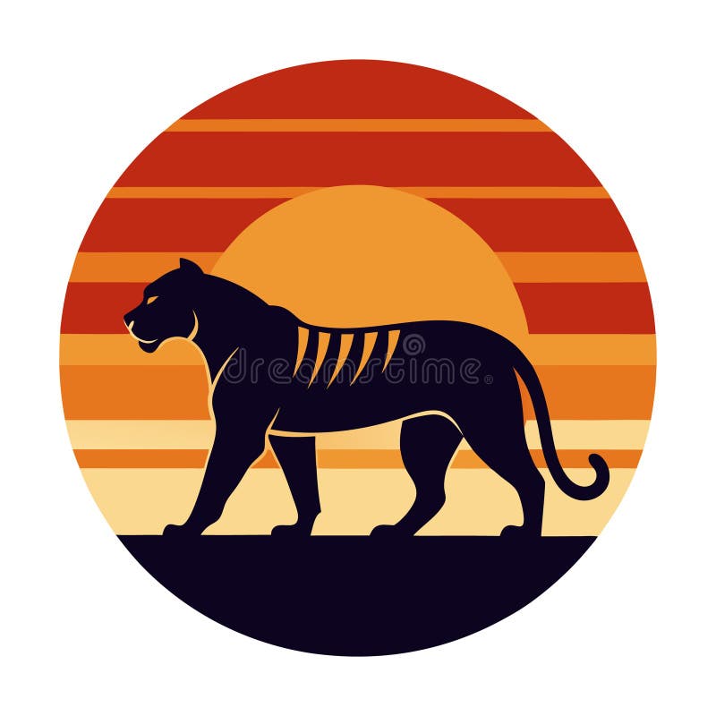Silhouette of a Panther at Sunset Stock Illustration - Illustration of ...