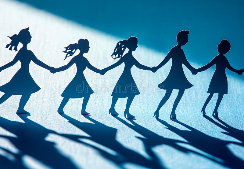 Silhouette Paper Women Holding Hands Unity High Quality Image Stock ...