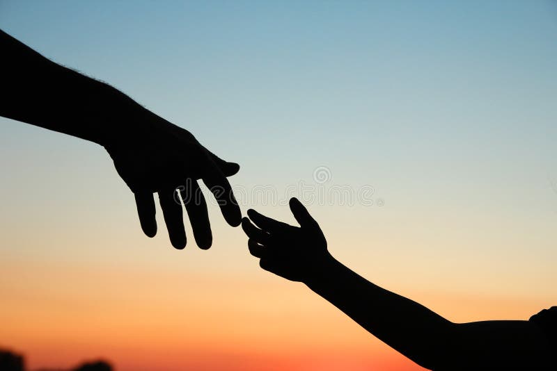 Silhouette Parent and Child Hands Stock Photo - Image of giving, park ...