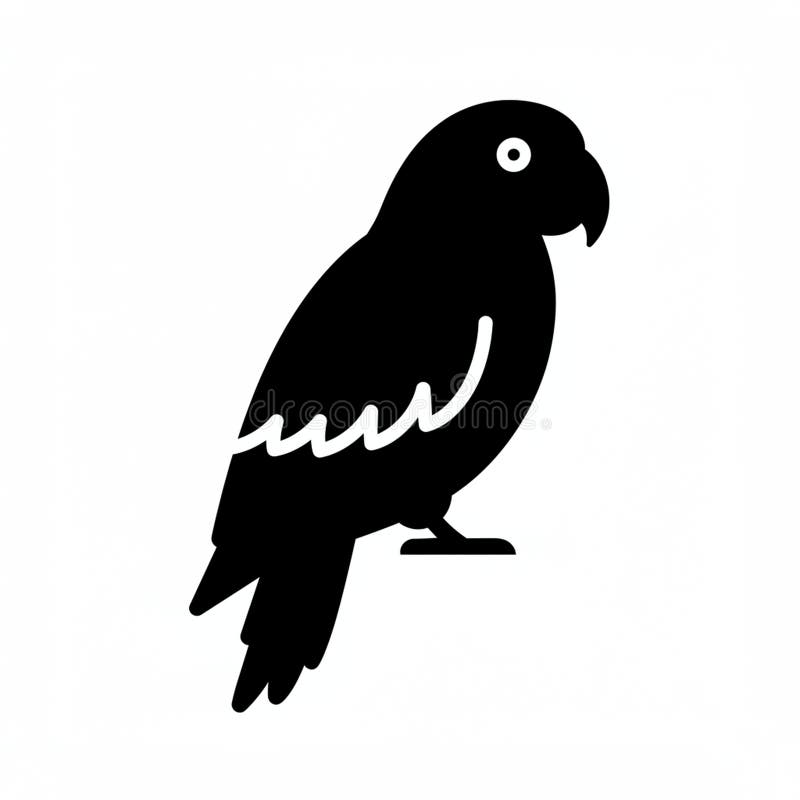 Silhouette of a Parrot with a Bold, Simplistic Design in Black and ...