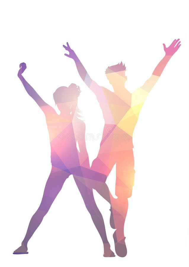 Silhouette of a Party Couple with a Low Poly Design Stock Vector ...