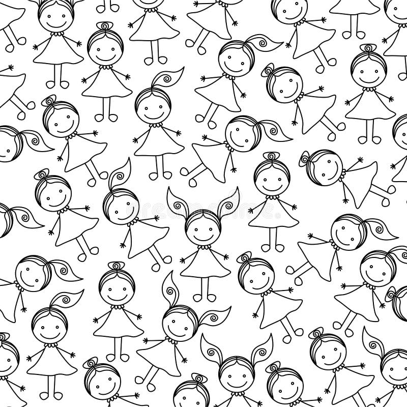 Silhouette Pattern Set Collection Girl Design Stock Illustration ...