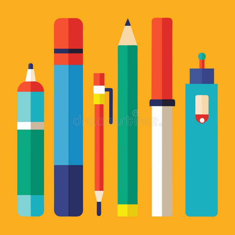 Silhouette Pencils and Pens Vector Illustration Stock Vector ...