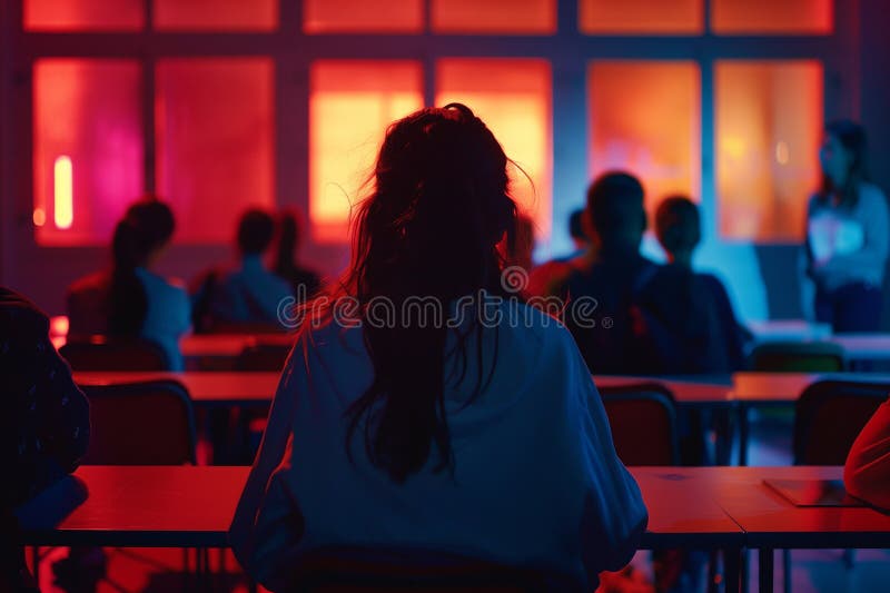 Silhouette of People Attending Night Classes for Skill Development ...