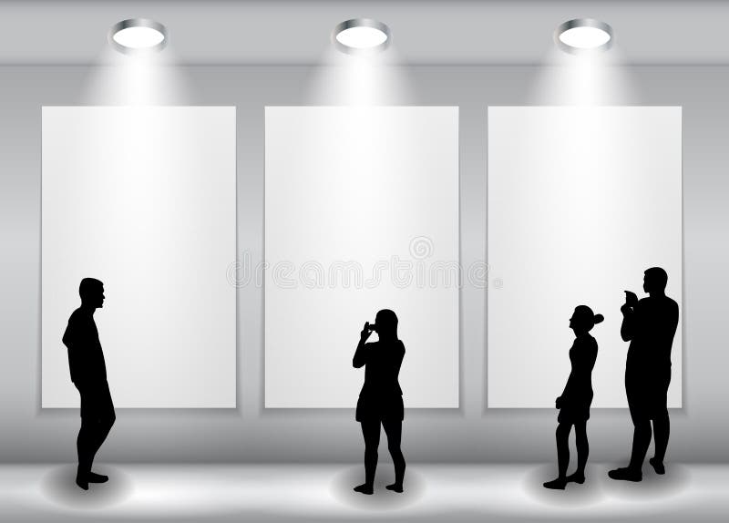 Silhouette of People in Background with Lighting Lamp and Frame Stock ...