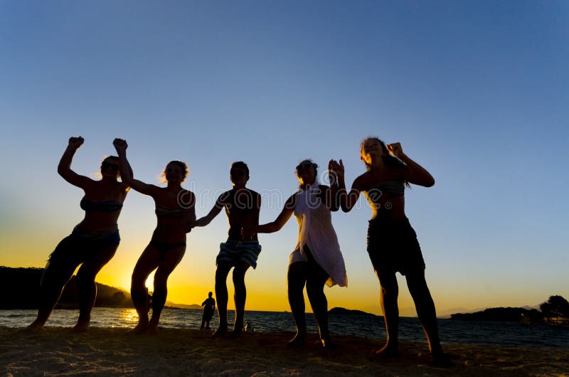 Silhouette of People Dancing on Beach Stock Image - Image of crowd ...