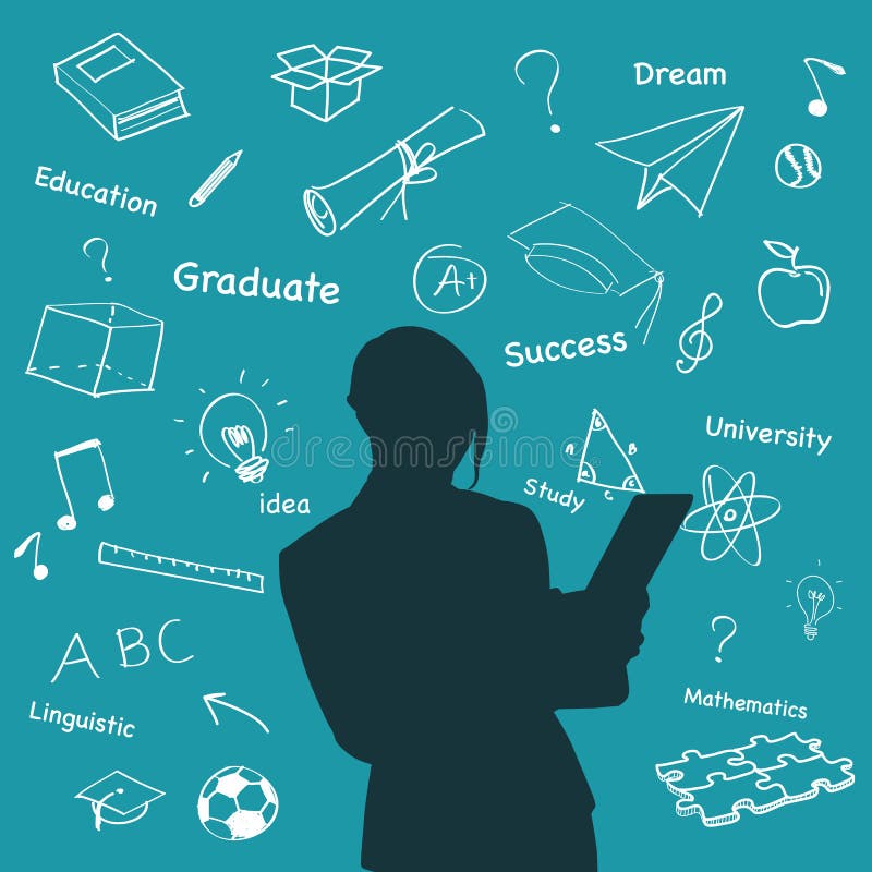 Silhouette People of Education Concept. Stock Vector - Illustration of ...