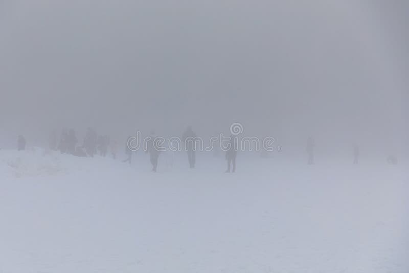 Silhouette of People in the Mist Stock Photo - Image of frost, hellas ...