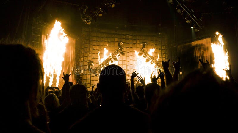 Silhouette People Rock Show Editorial Stock Photo - Image of club ...