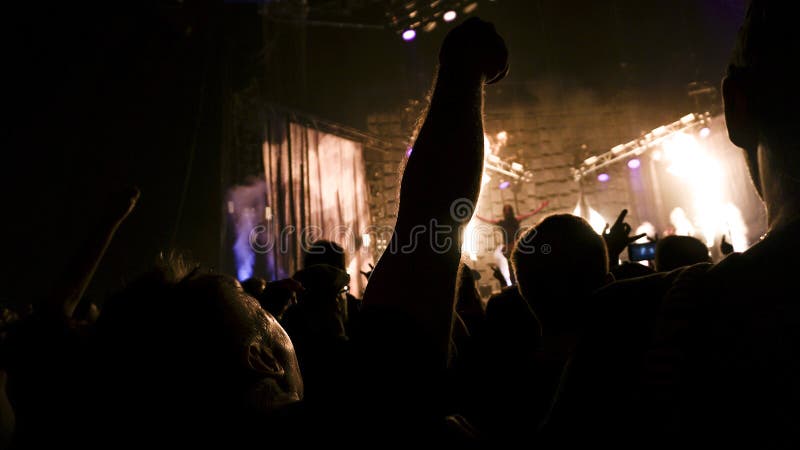 Silhouette People Rock Show Editorial Photo - Image of group, fist ...