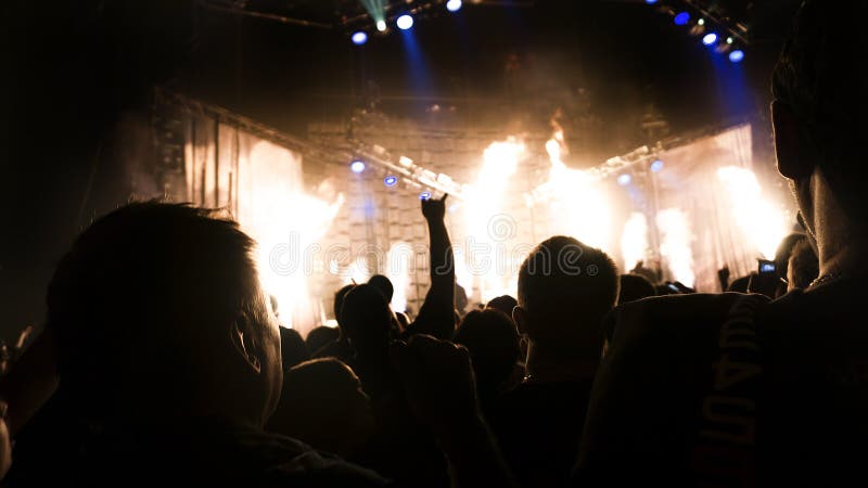 Silhouette People Rock Show Editorial Photography - Image of happiness ...