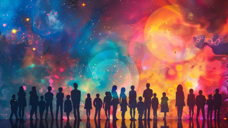 Silhouette of People Standing Together Against a Backdrop of Unity ...