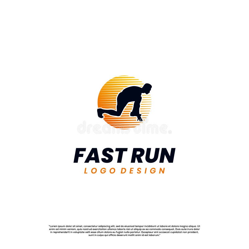 Silhouette of People Starting To Run Logo Design Stock Vector ...