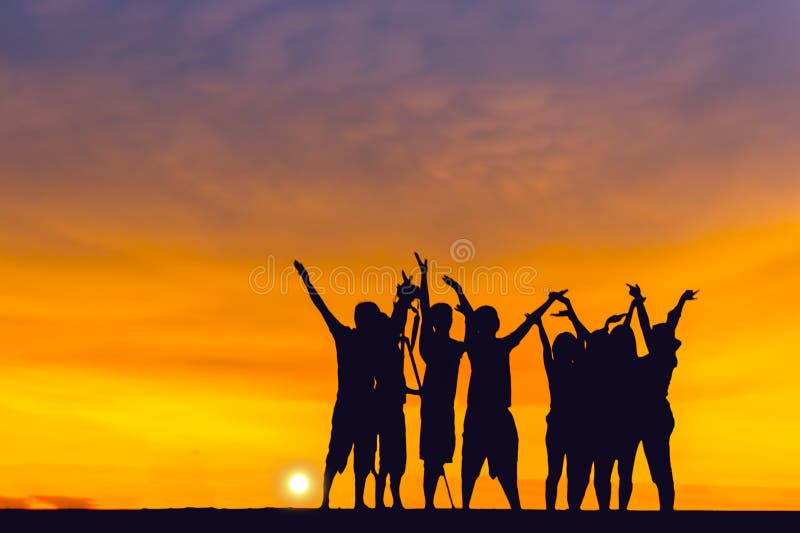 Silhouette People on Sunset Stock Photo - Image of sunset, male: 35620872