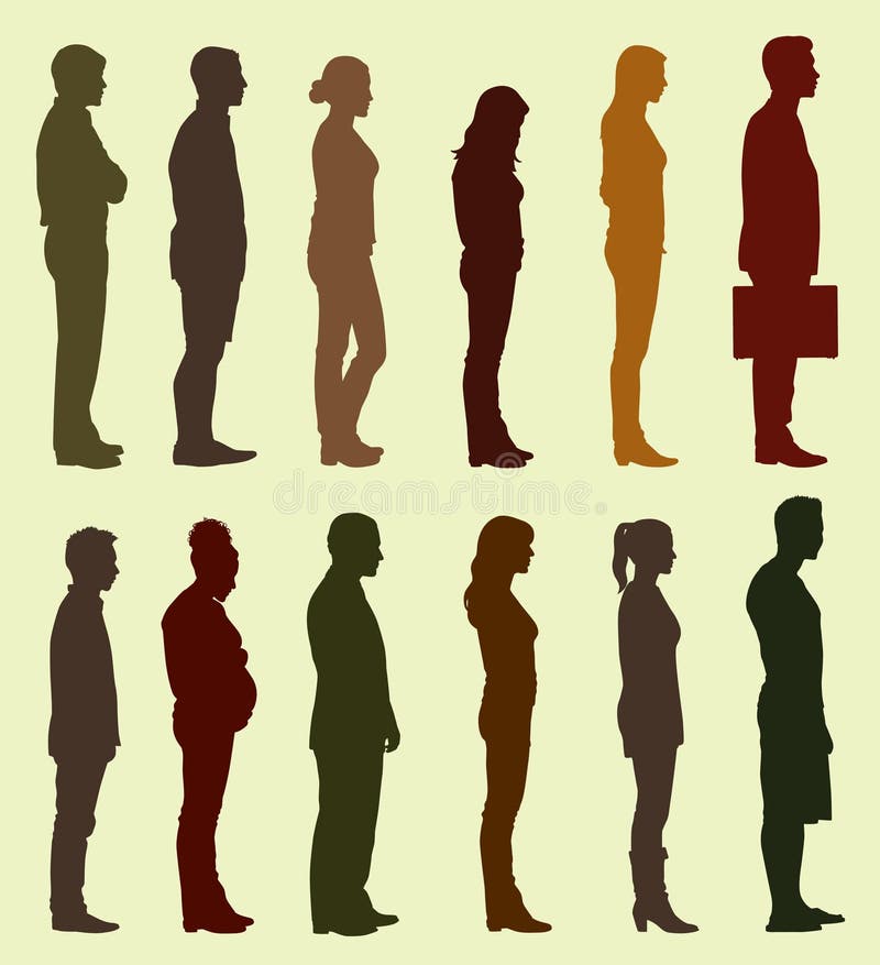 Silhouette of People Waiting in Line Stock Vector - Illustration of ...