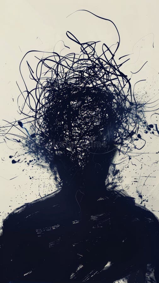 Silhouette of a Person with Abstract Hair Design Stock Photo - Image of ...