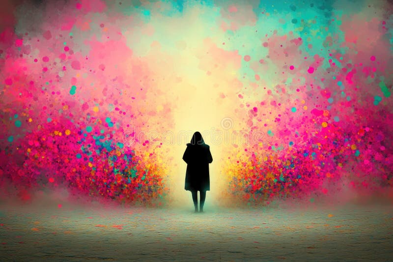 Silhouette of Person Amid Vibrant Color Explosion in Abstract ...