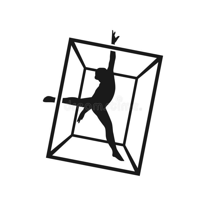 Silhouette of a Person in a Box Doing a Leap Stock Illustration ...