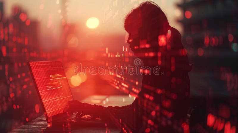 The Silhouette in Cyber World. AI Generated Stock Photo - Image of ...
