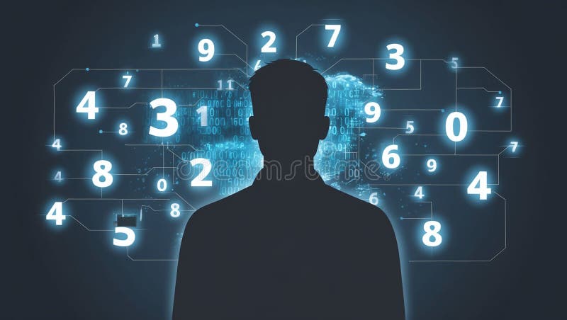 Silhouette of a Person with Digital Numbers Floating Around Symbolizing ...
