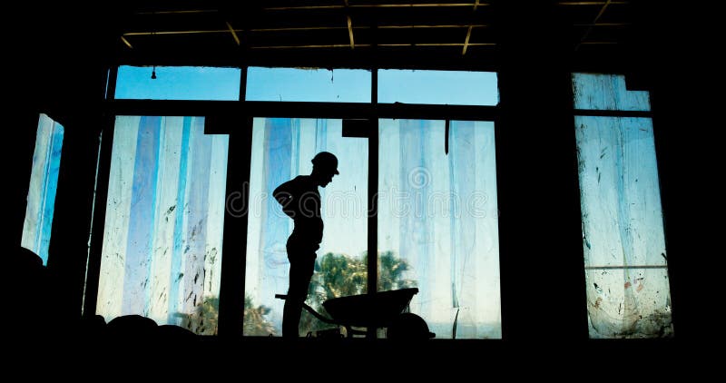 Silhouette, Person and Engineering with Construction Site, Back Pain ...