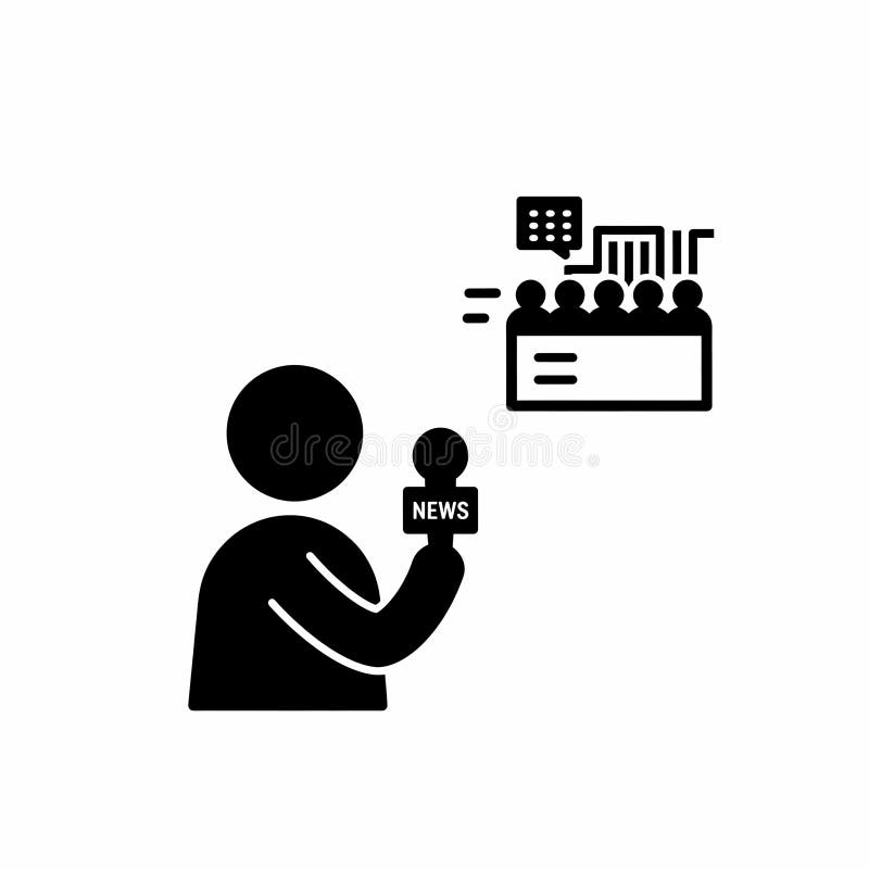 A Reporter Holds a Microphone and Interviews about the News Event ...