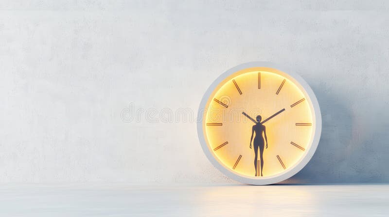 Silhouette of Person Inside Glowing Clock Design Stock Illustration ...