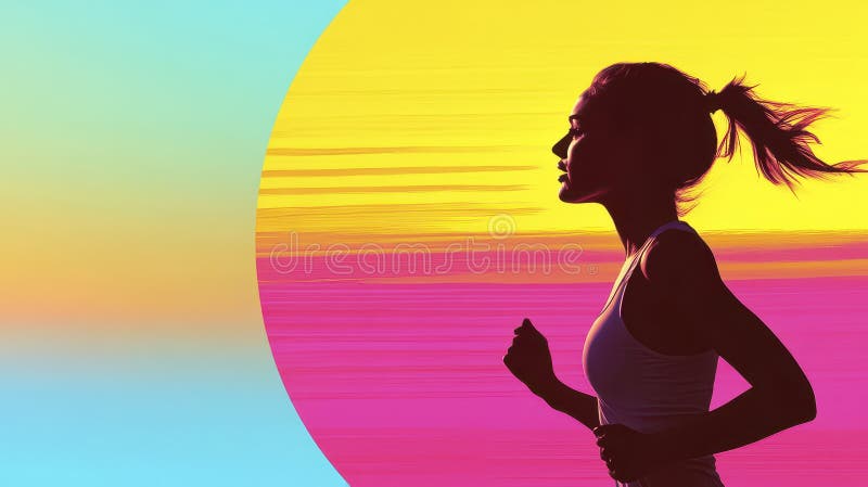Silhouette of a Person Jogging at Sunset, Pixel Art Style Stock Photo ...