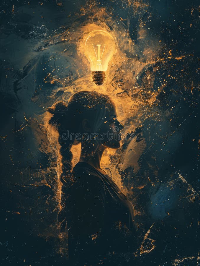 Silhouette of a Person with a Lightbulb Above Head, Inspiration ...