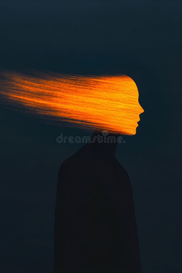 A Silhouette of a Person with a Long Shadow of a Woman S Head Stock ...