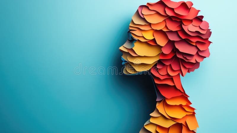 Silhouette of Person Made of Multi-Colored Paper Stock Illustration ...