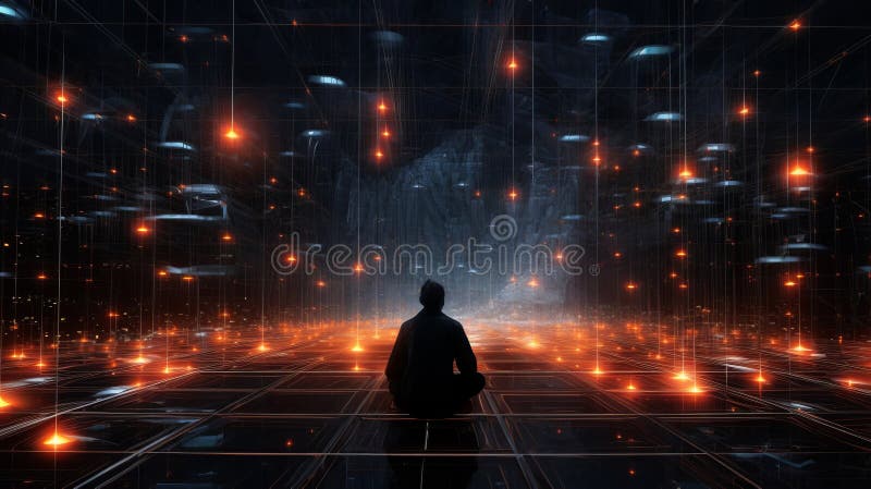 Silhouette of a Person in the Matrix, Virtual Reality, Computer Game ...