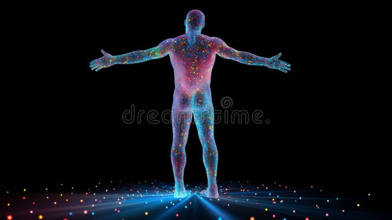 Silhouette of a Person in the Matrix, Virtual Reality, Computer Game ...