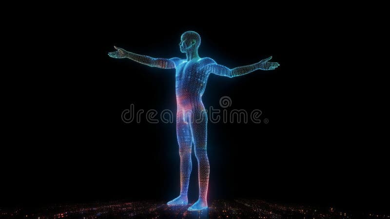 Silhouette of a Person in the Matrix, Virtual Reality, Computer Game ...