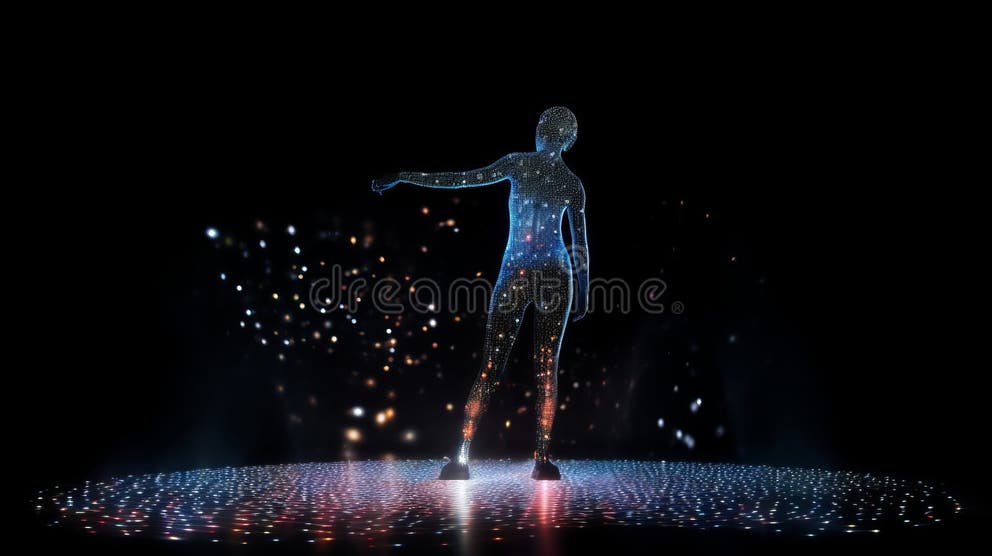 Silhouette of a Person in the Matrix, Virtual Reality, Computer Game ...