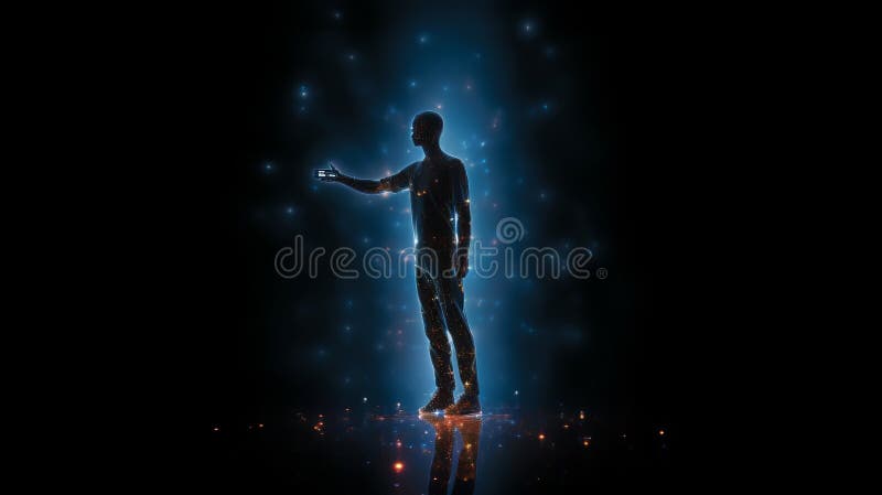 Silhouette of a Person in the Matrix, Virtual Reality, Computer Game ...