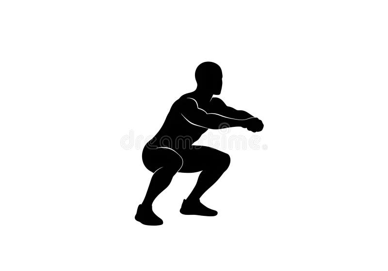 Silhouette of a Person Performing a Squat Exercise Stock Vector - Illustration of silhouette ...