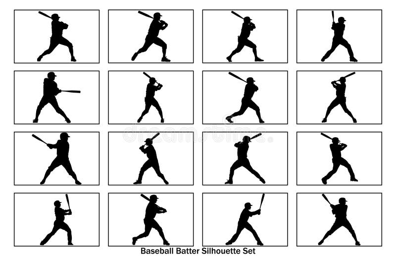 Silhouette of a Person Playing Baseball, Baseball Batter Hitting Ball ...