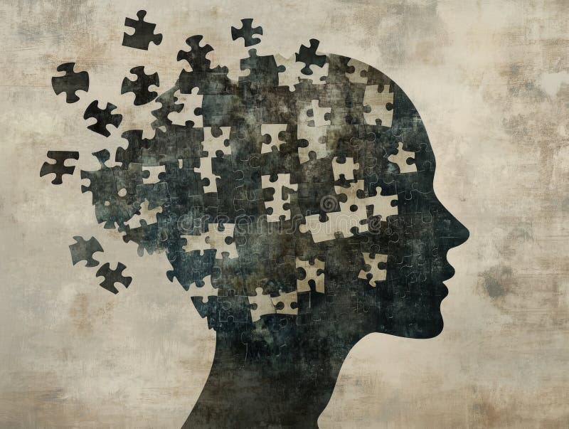 A Silhouette of a Person S Head Filled with Puzzle Pieces Representing ...