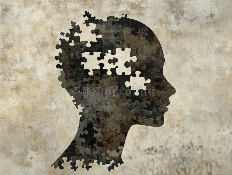 A Silhouette of a Person S Head Filled with Puzzle Pieces Representing ...