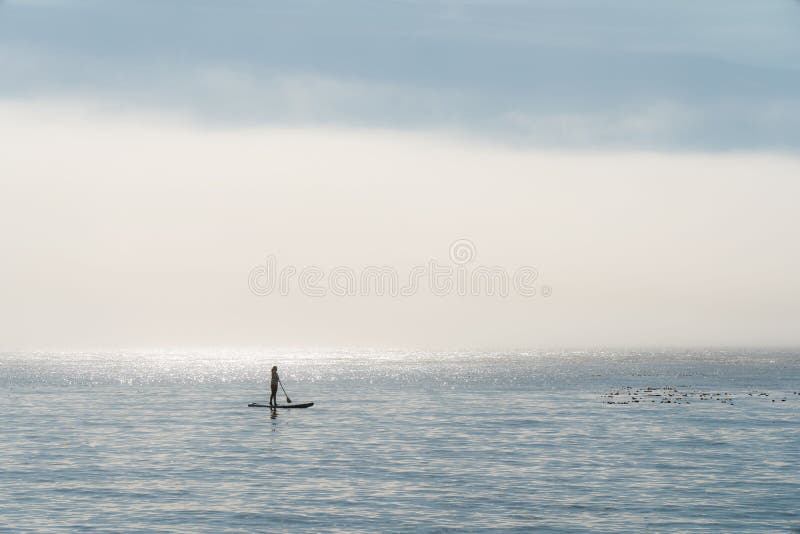 Silhouette of a Person on a Sapboard in the Sea Editorial Stock Image ...