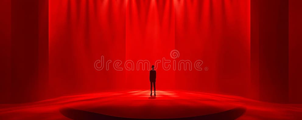 Silhouette of Person on Stage Under Dramatic Red Lighting Stock Photo ...