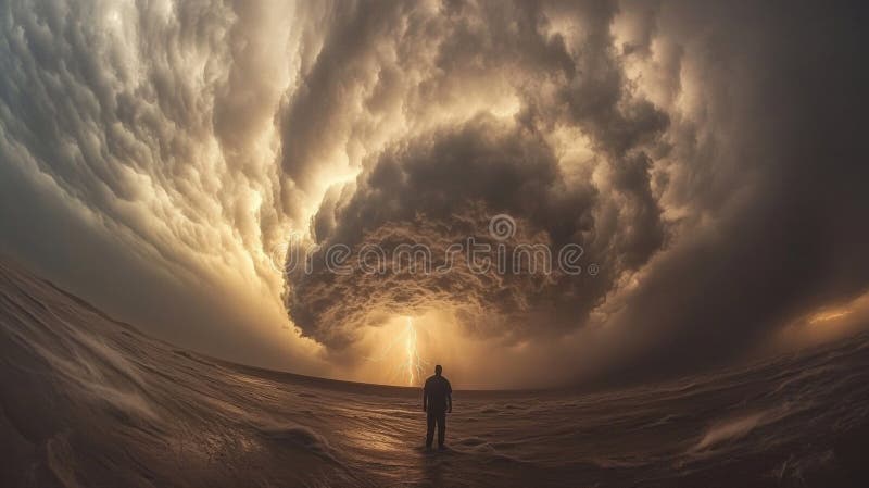 Silhouette of a Person Standing before Immense Storm Clouds Stock ...