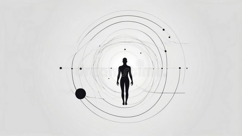 A Silhouette of a Person Stands in the Center of a Circular Pattern of ...