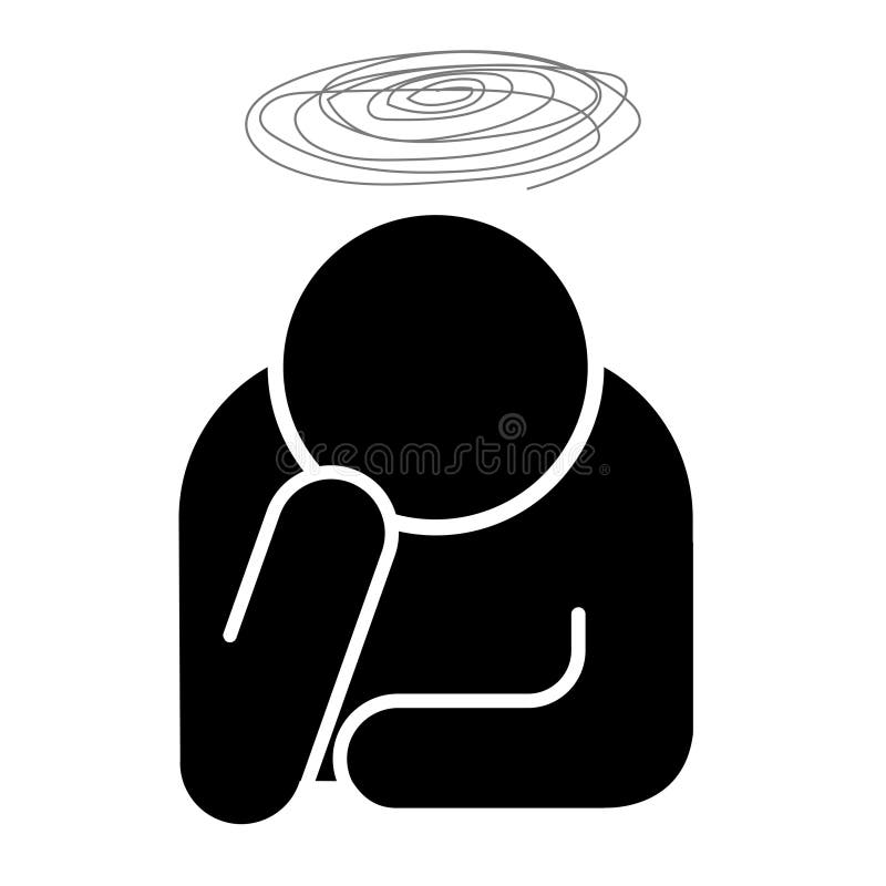 Silhouette Person Stressed Icon. Man Worry, Confused, Embarrassed Icon ...