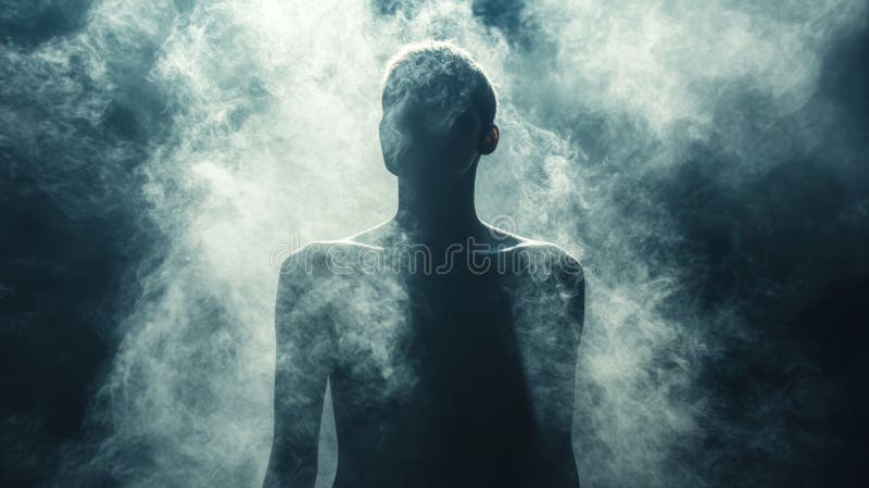 Silhouette of Person Surrounded by Smoke or Mist. Stock Photo - Image ...
