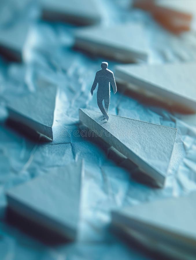 Silhouette of Person Walking on Triangular Pathways Stock Image - Image ...