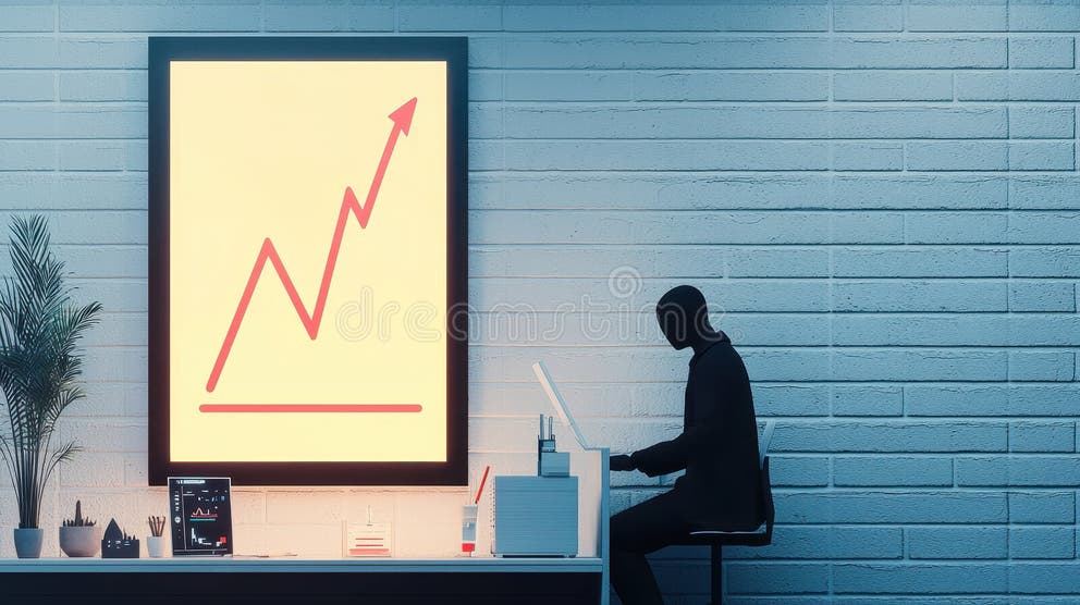 Business Growth Concept Featuring Person at Desk with Projected Graph ...